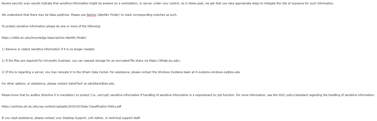 Spirion Identity Finder – OIT Knowledge Base