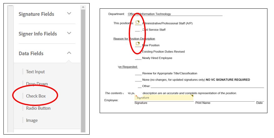 Adobe Acrobat Pro Adding A Checkbox with Either or Options OIT 