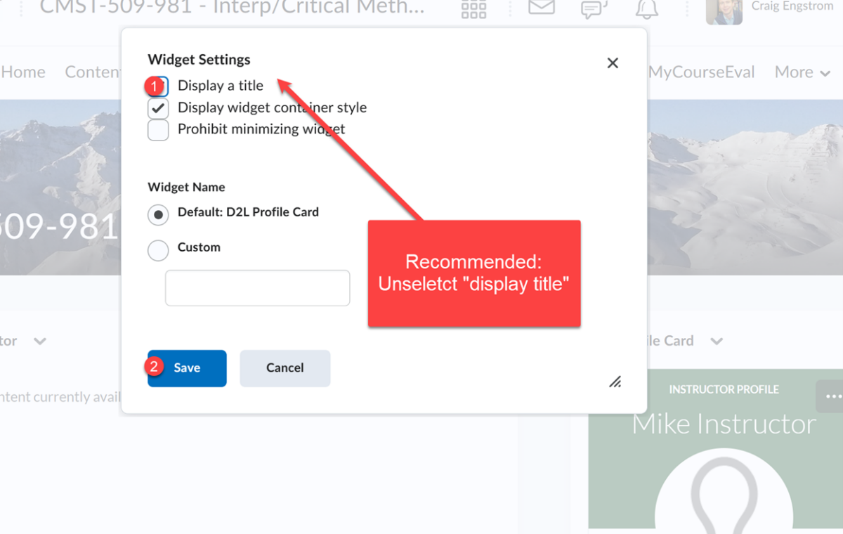 How to Add Instructor Profile on D2L Course Homepage – OIT Knowledge Base