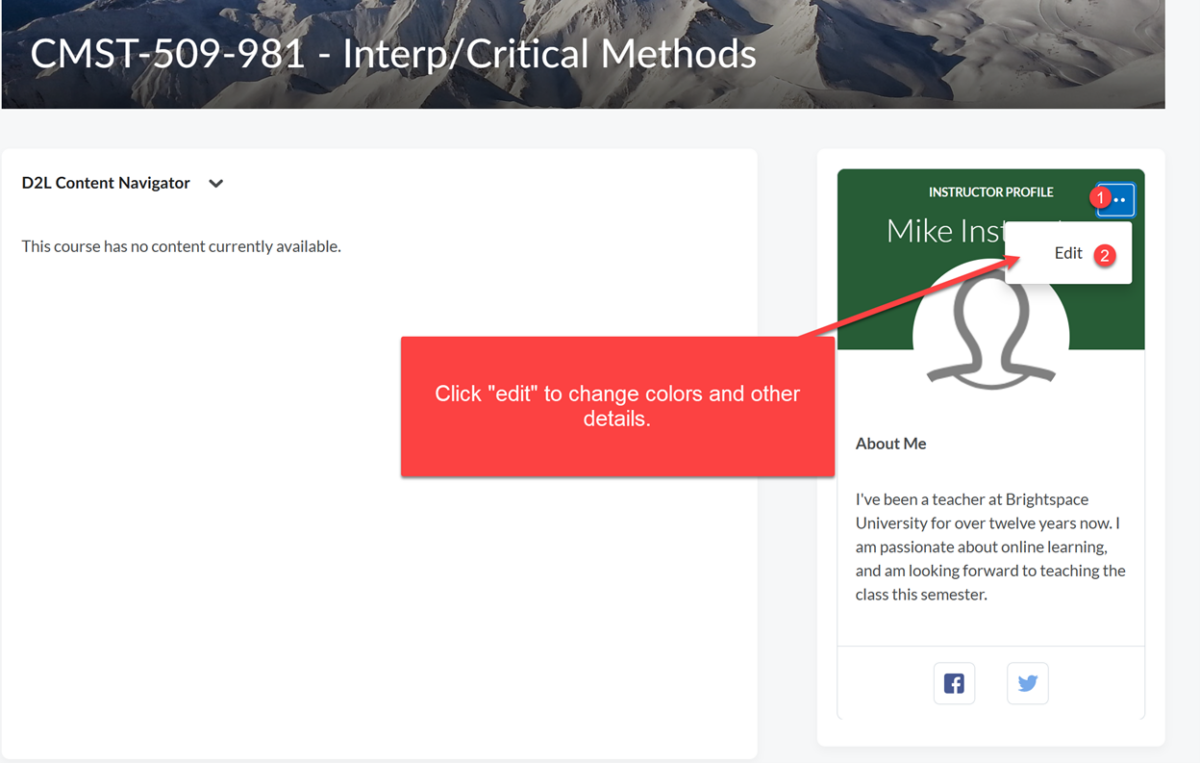 How to Add Instructor Profile on D2L Course Homepage – OIT Knowledge Base