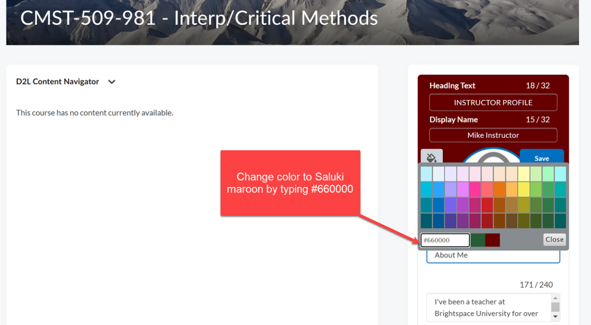 How to Add Instructor Profile on D2L Course Homepage – OIT Knowledge Base