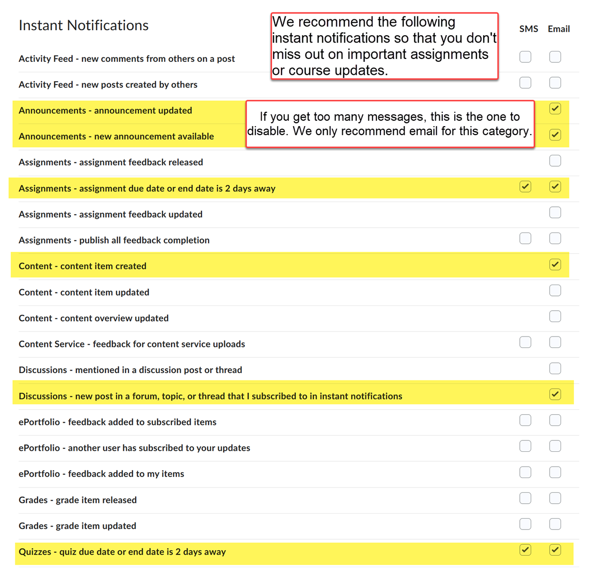 How to Set-up Notifications in D2L (students/learners) – OIT Knowledge Base