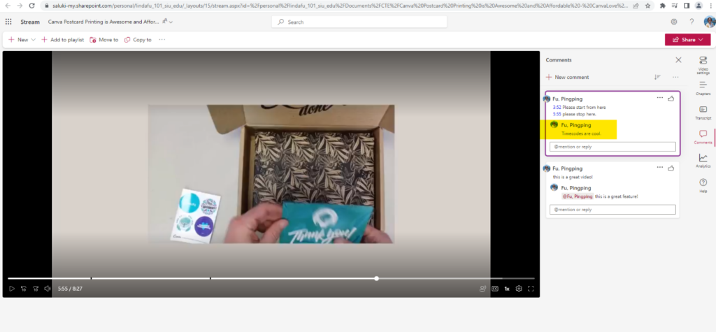 Video Comment in Microsoft Stream – OIT Knowledge Base