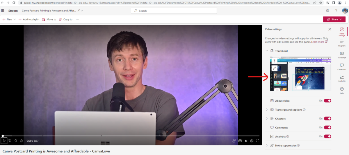 Video Thumbnail in Microsoft Stream – OIT Knowledge Base