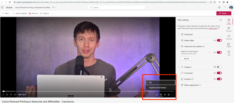 Video Transcript in Microsoft Stream – OIT Knowledge Base