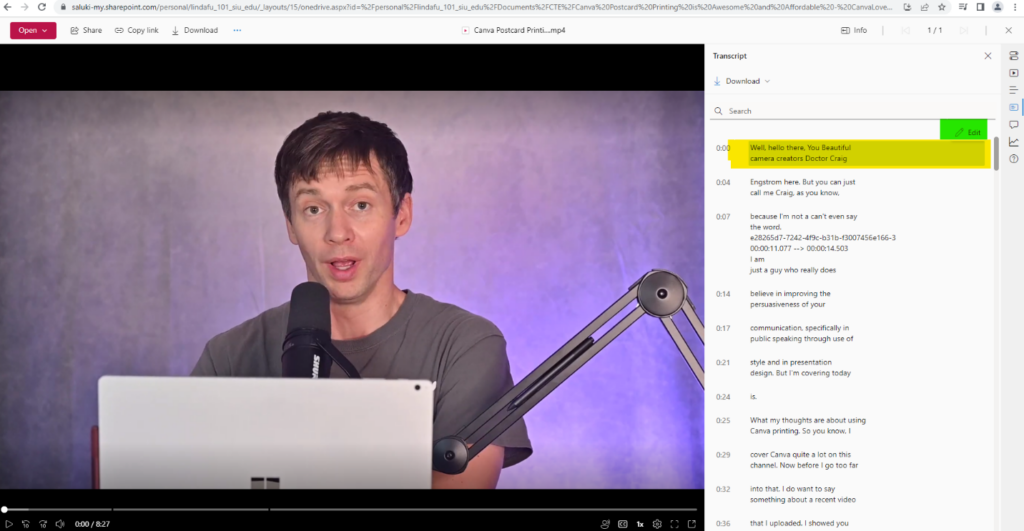 Video Transcript in Microsoft Stream – OIT Knowledge Base