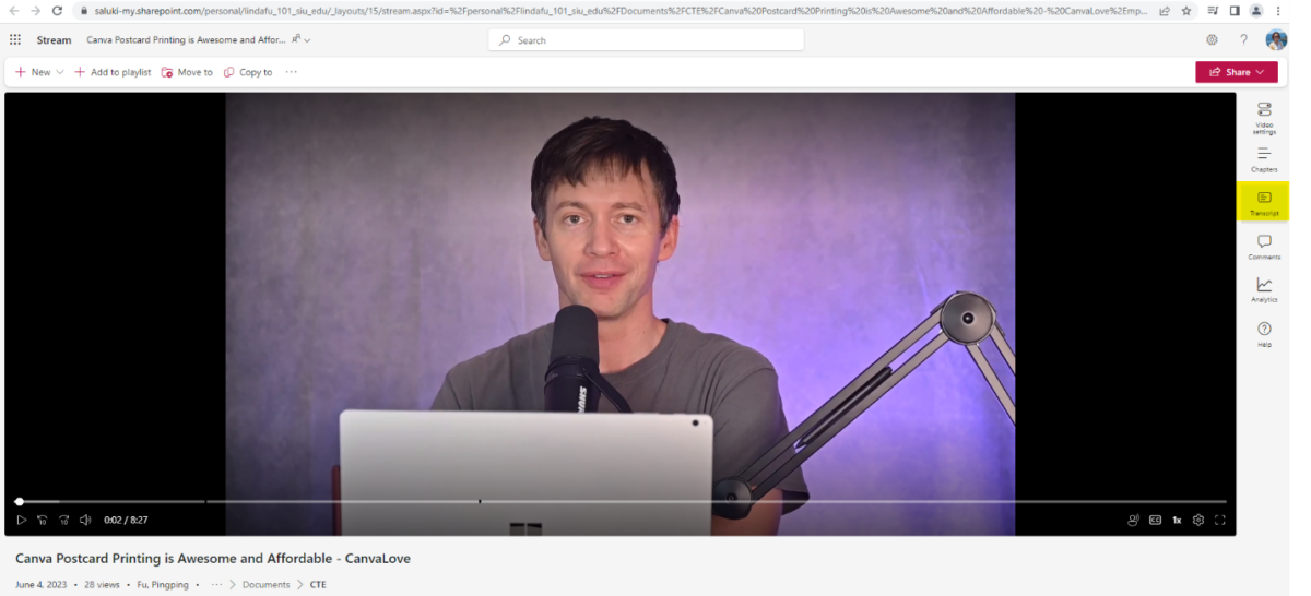 Video Transcript in Microsoft Stream – OIT Knowledge Base
