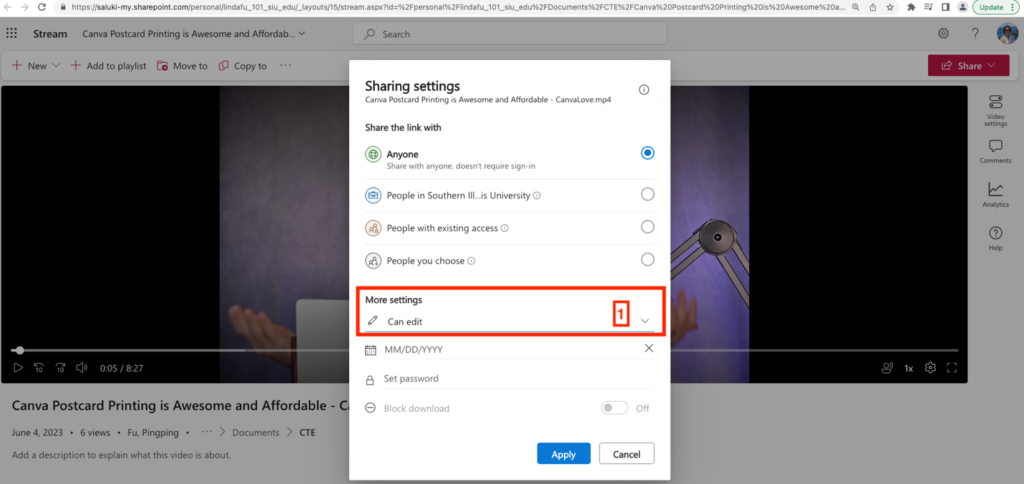 Manage Share Settings in Microsoft Stream – OIT Knowledge Base