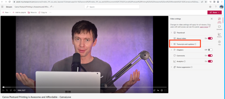 Video Transcript in Microsoft Stream – OIT Knowledge Base