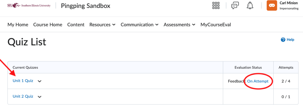How to Access Quiz Feedback on D2L – OIT Knowledge Base